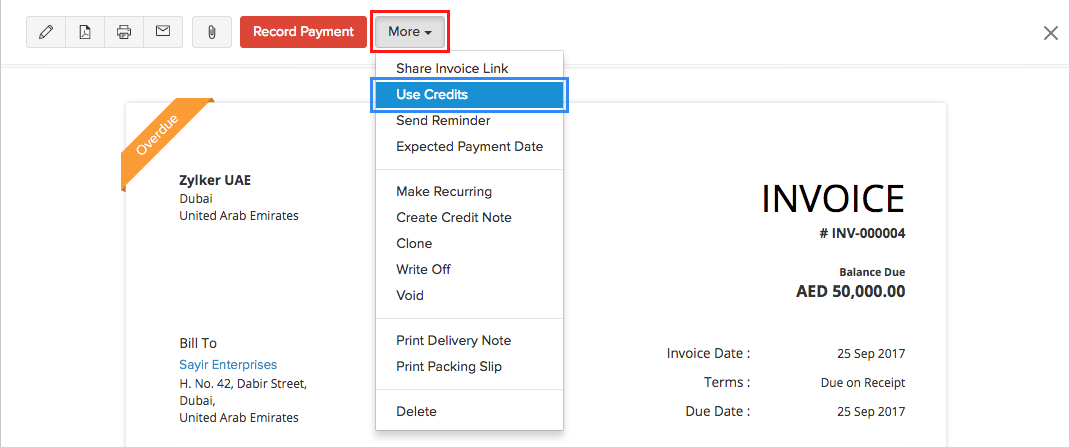 Credit Note | Help | Zoho Books
