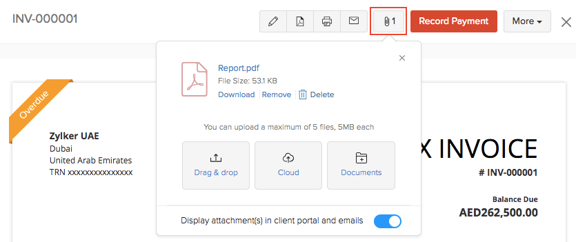Other Actions for Invoice | Help | Zoho Books