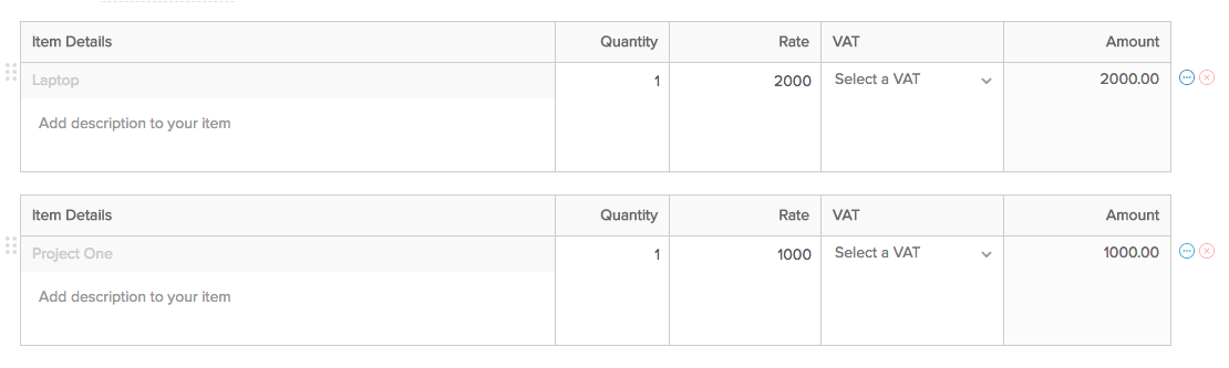 Multiple expenses invoices