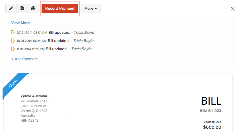 Bills | Help | Zoho Books