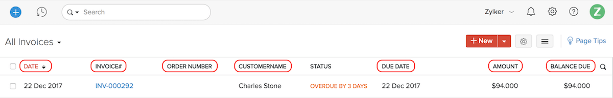 Invoice Customization - Custom Views, Filter Invoices | Help - Zoho Invoice