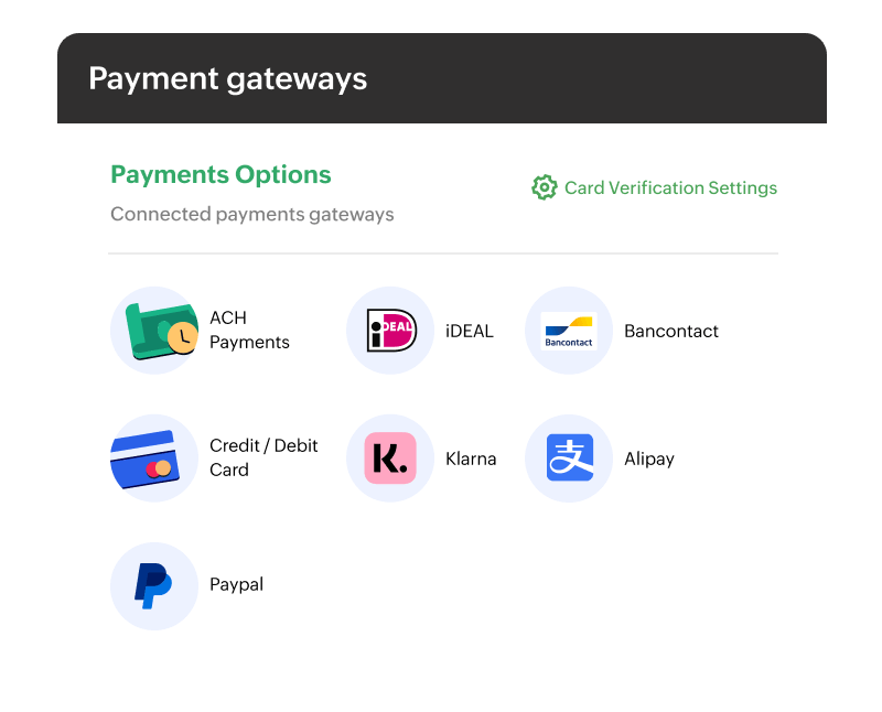 Smart payment gateway options for businesses | Zoho Billing