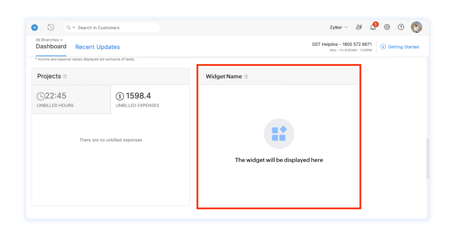 Key Configuration of widgets | Developer | Zoho Books