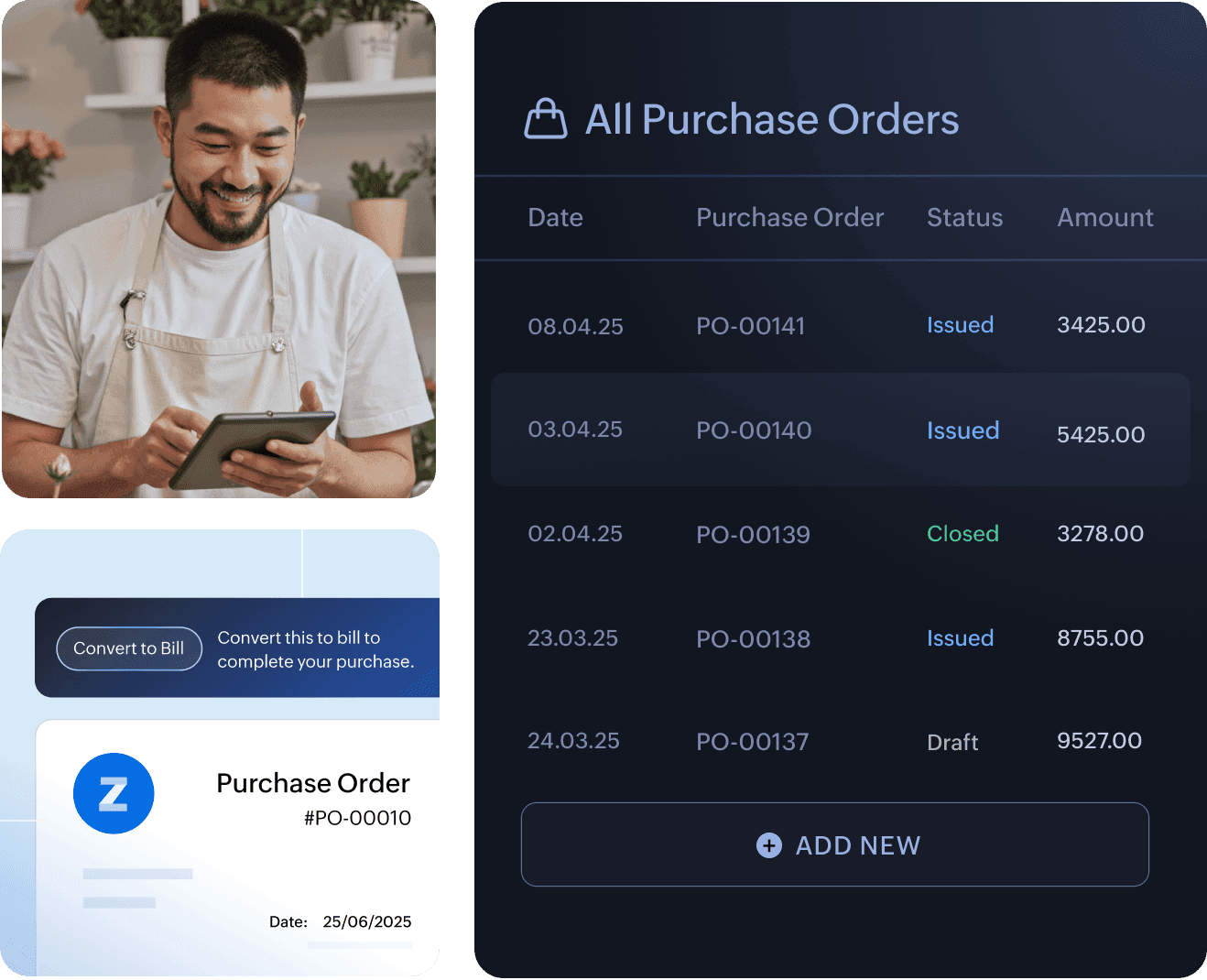 Purchase order software for businesses | Zoho Books