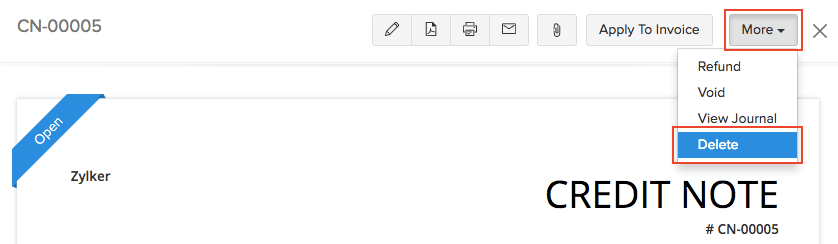 Delete Credit Note | Help | Zoho Books Delete Credit Note | Help | Zoho Books