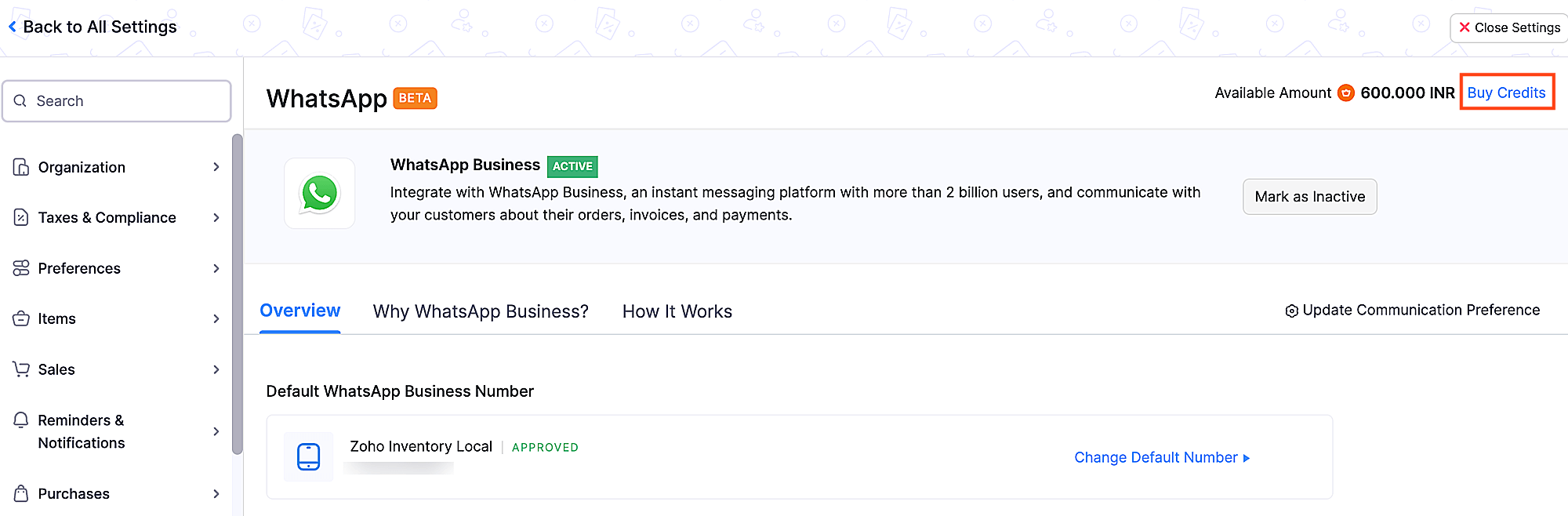 WhatsApp - Zoho Books Integration | Help | Zoho Books