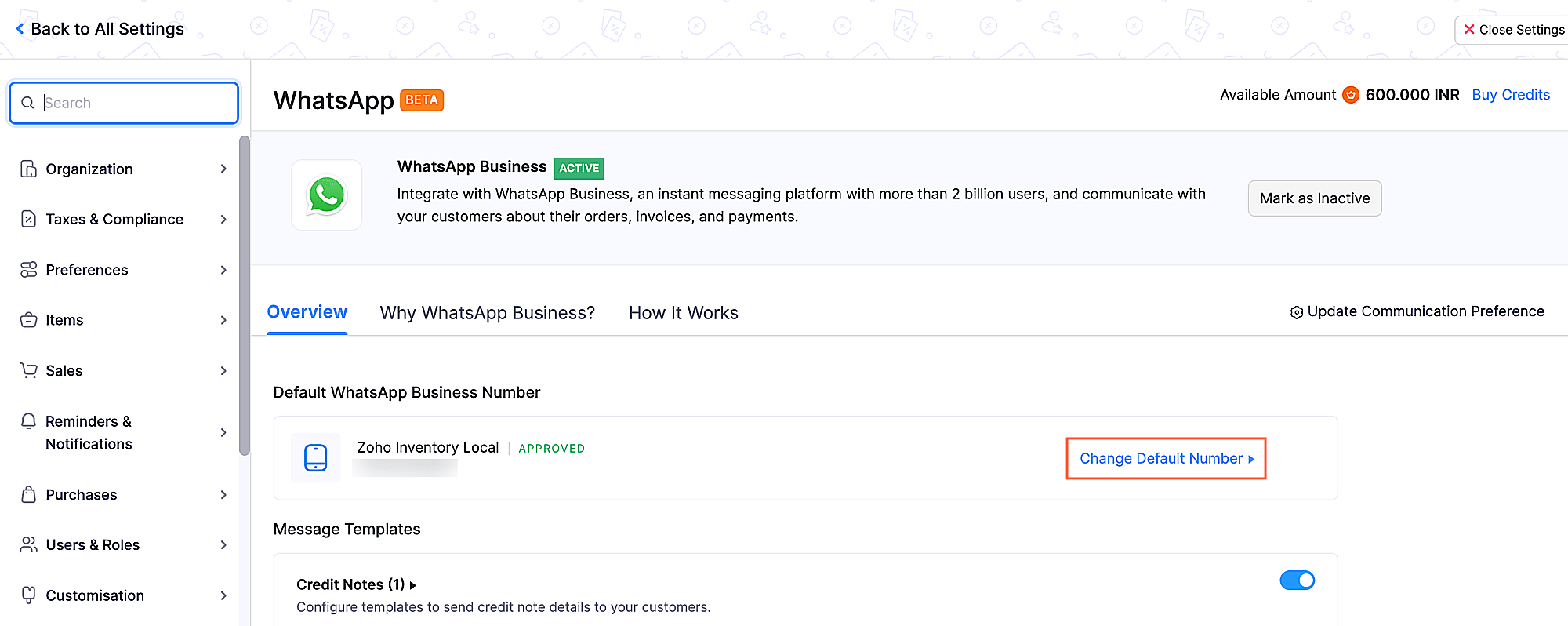WhatsApp - Zoho Books Integration | Help | Zoho Books