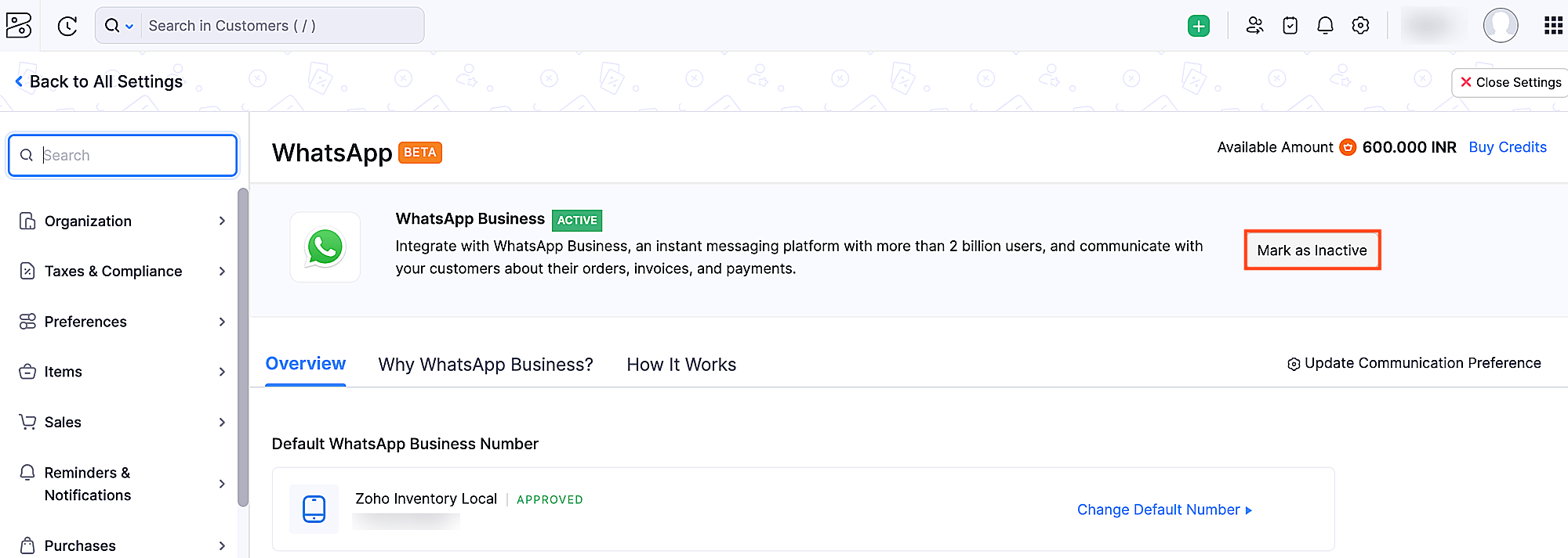 WhatsApp - Zoho Books Integration | Help | Zoho Books