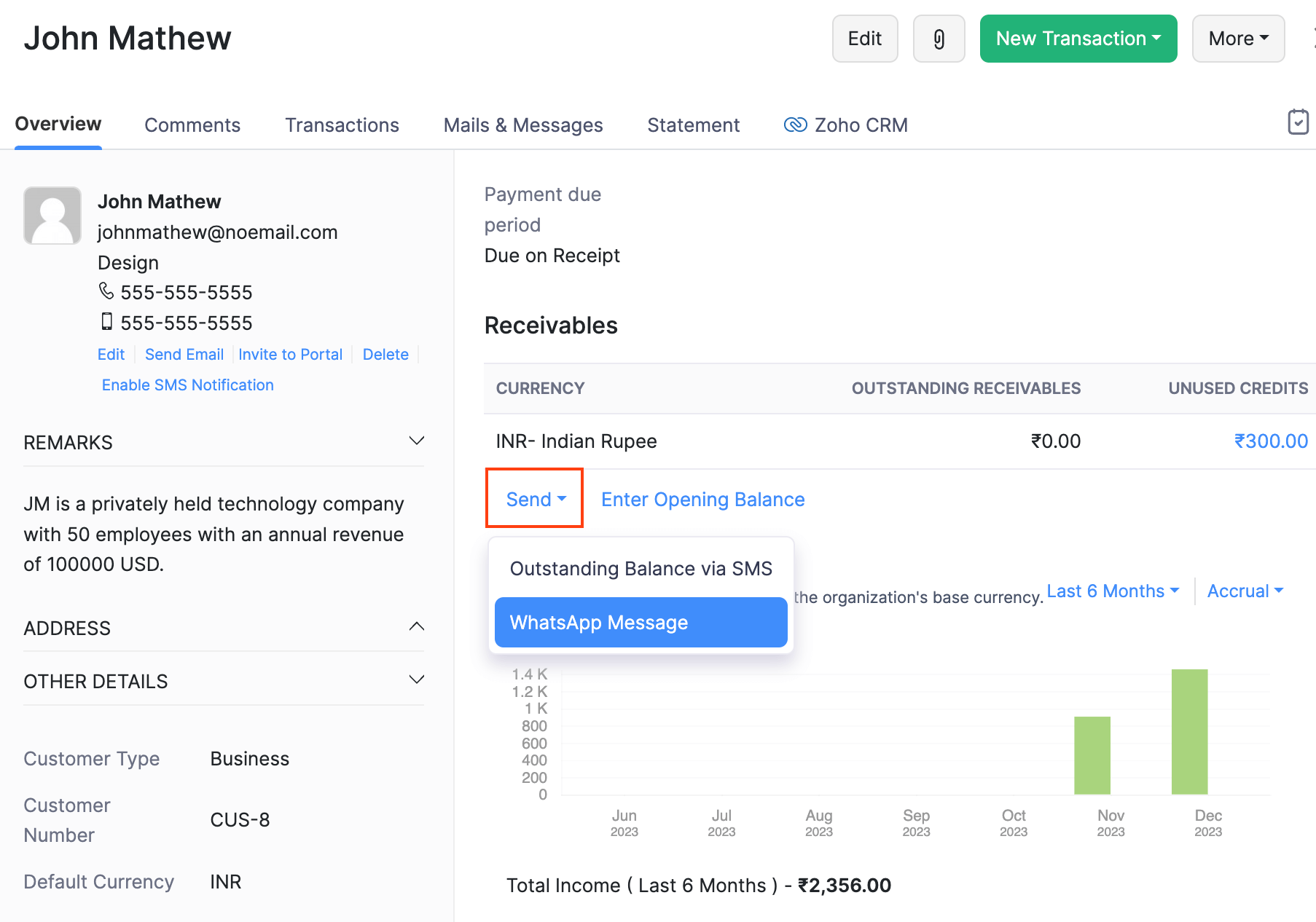 WhatsApp - Zoho Books Integration | Help | Zoho Books