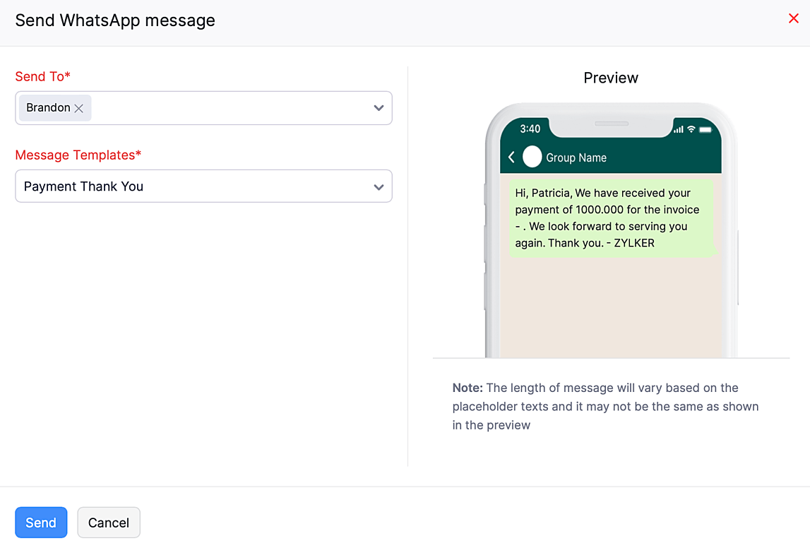 WhatsApp - Zoho Books Integration | Help | Zoho Books
