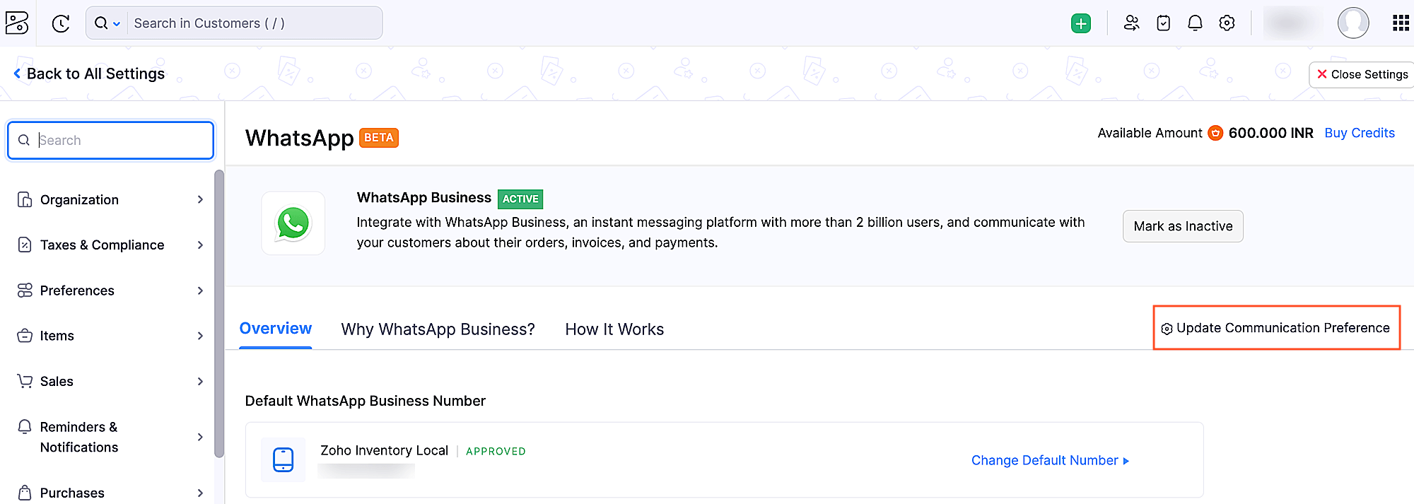 WhatsApp - Zoho Books Integration | Help | Zoho Books
