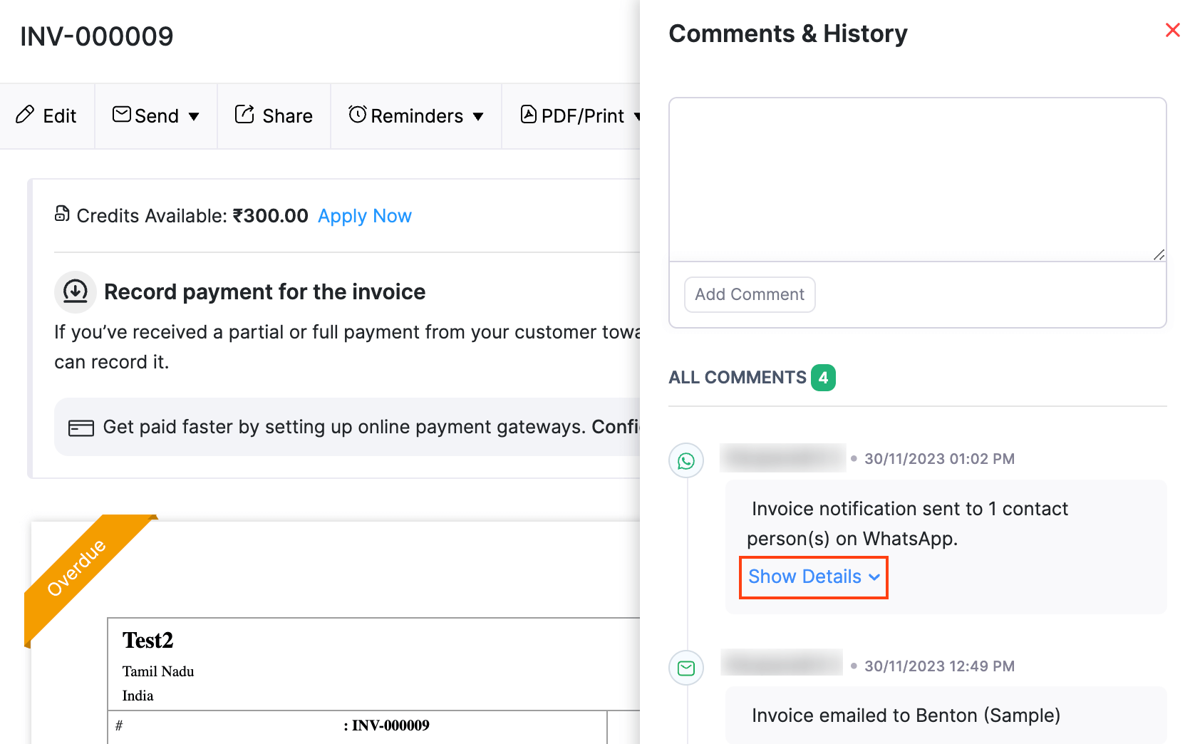 WhatsApp - Zoho Books Integration | Help | Zoho Books