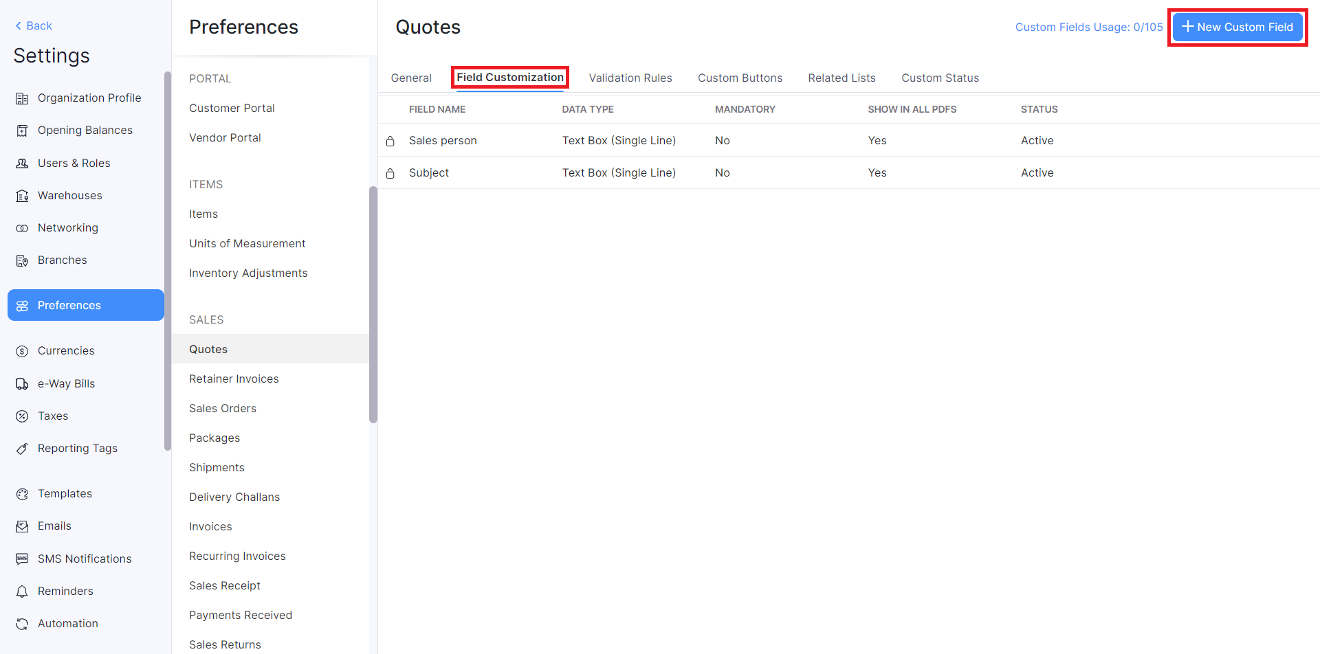Adding Custom Fields | FAQ | Zoho Books Adding Custom Fields | FAQ | Zoho Books