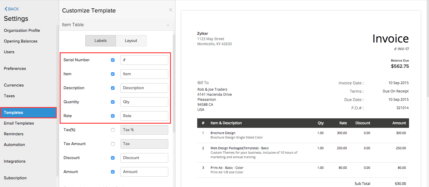 Customize Language in Templates | FAQ | Zoho Books Customize Language in Templates | FAQ | Zoho Books