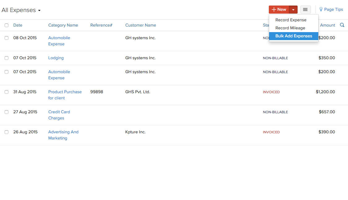 Expenses | Help | Zoho Books
