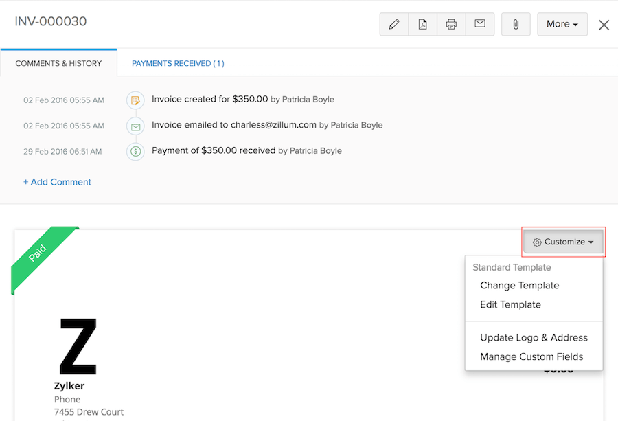 Invoice Creation, Import and Customization | Help - Zoho Invoice