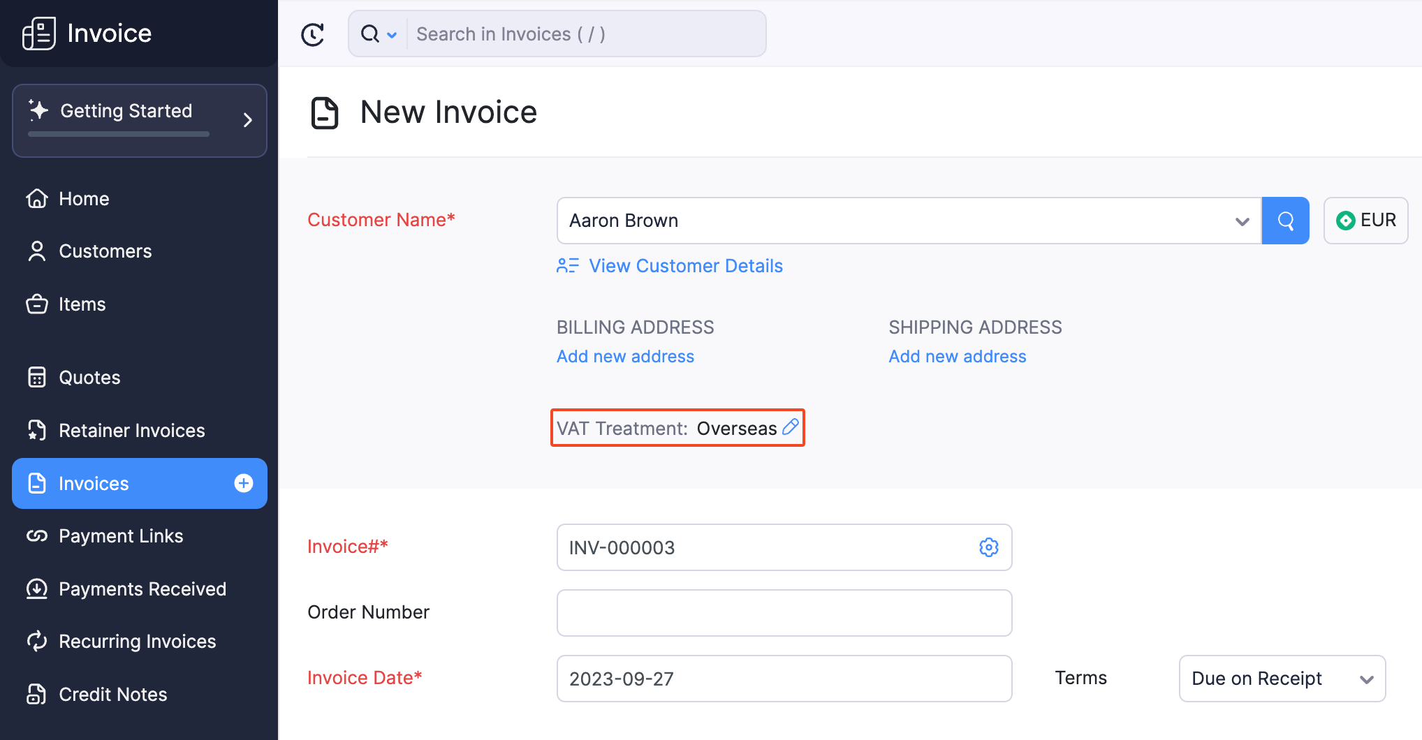 VAT in Sales | Help | Zoho Invoice