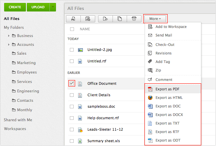 How to export documents from Zoho Docs in different formats How to export documents from Zoho Docs in different formats
