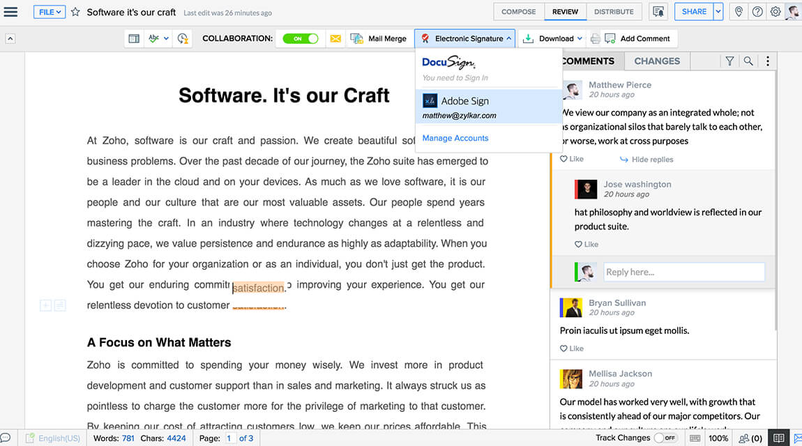 Product Tour - Zoho Writer
