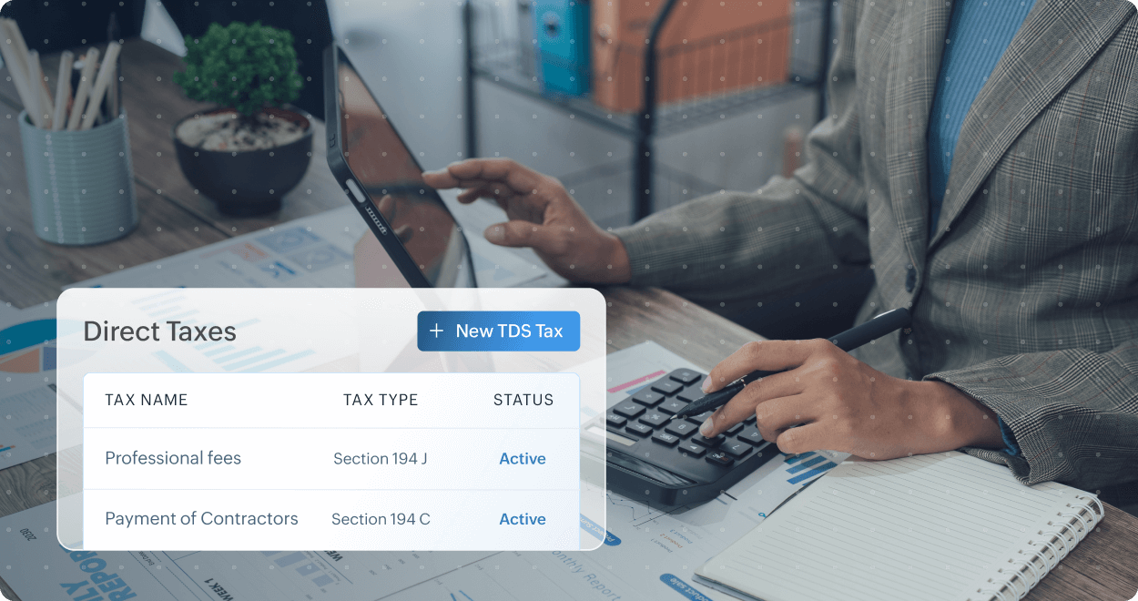 Taxes and filing in ERP software | Zoho ERP
