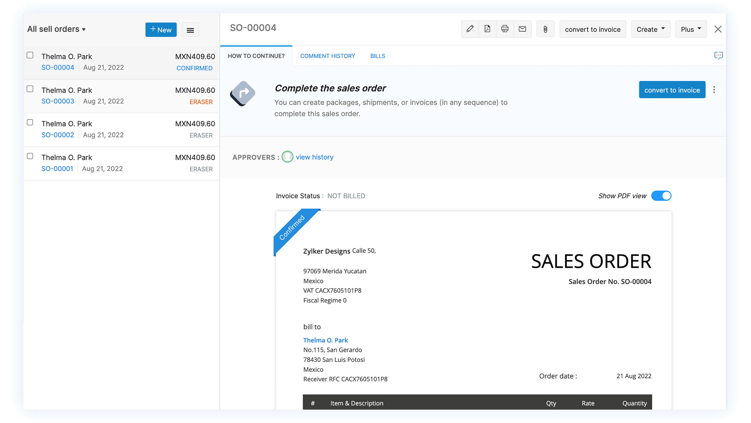 Sistema de gestión de órdenes de venta en línea | Procesamiento de órdenes de venta - Zoho Books