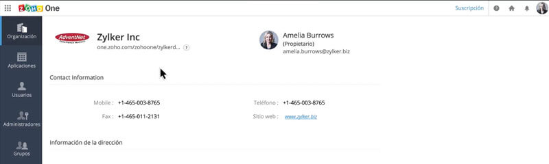 Zoho One: panel de administración para gestionar su empresa