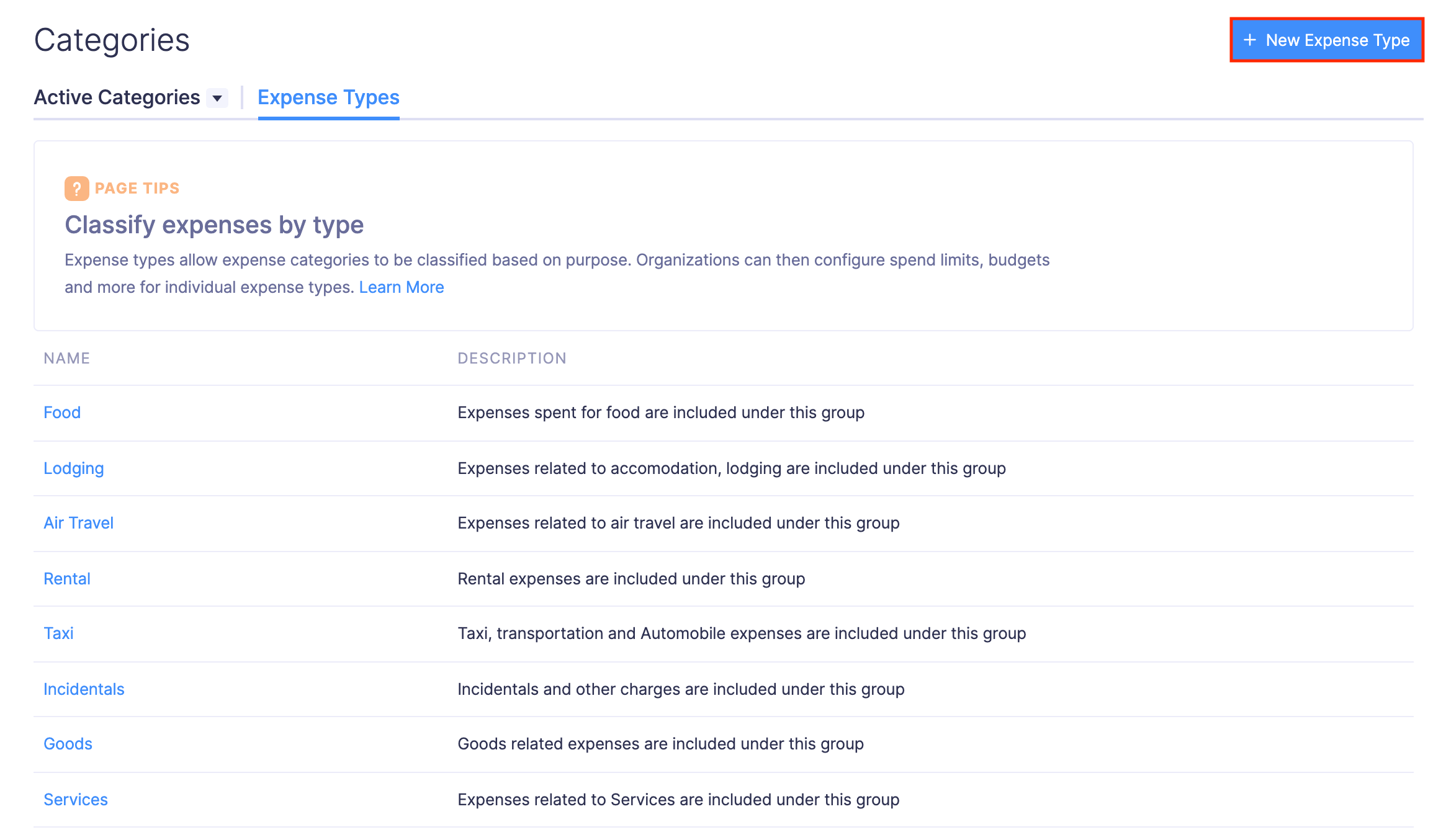 Expense Types User Guide Zoho Expense
