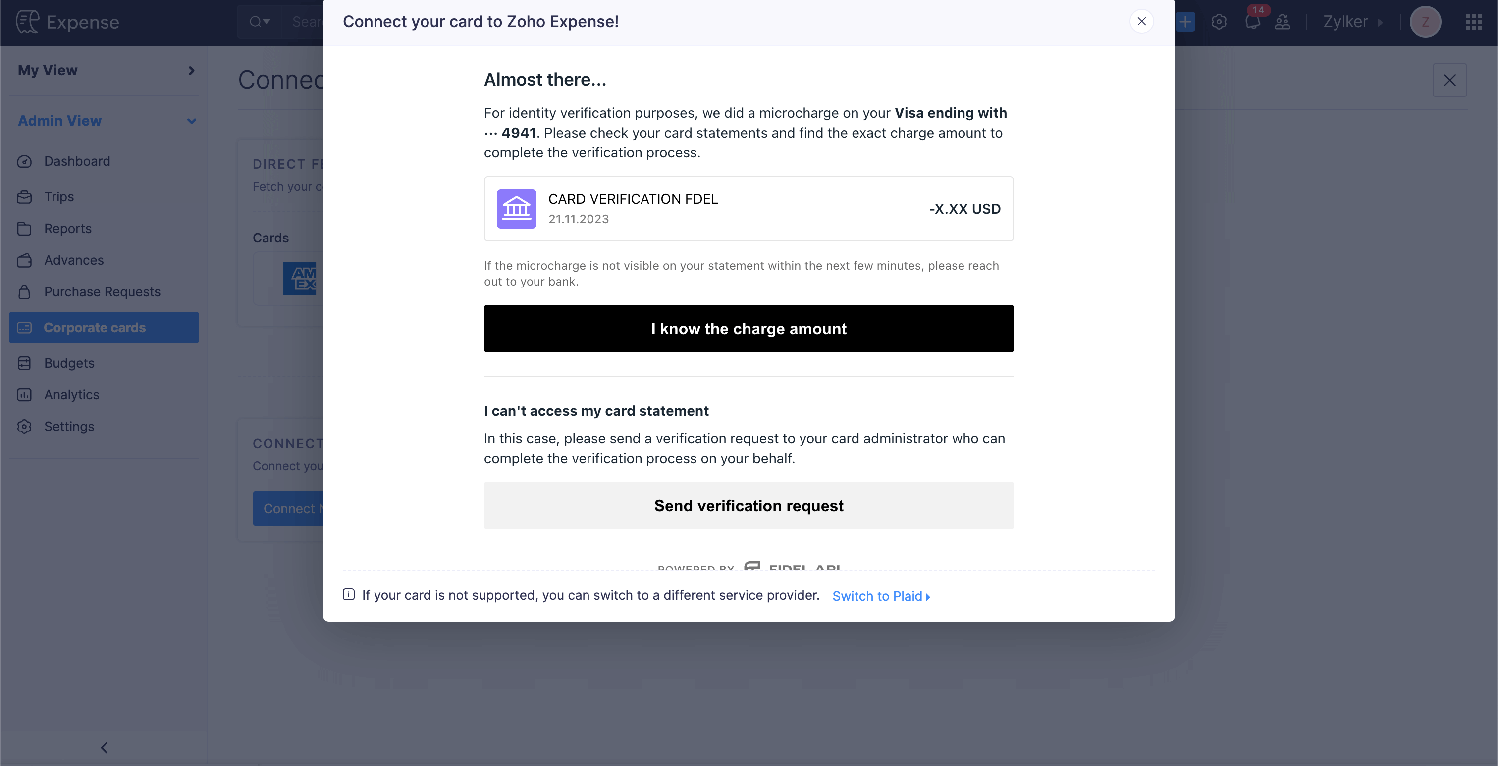 Real-Time Feeds | Cards | User Guide | Zoho Expense