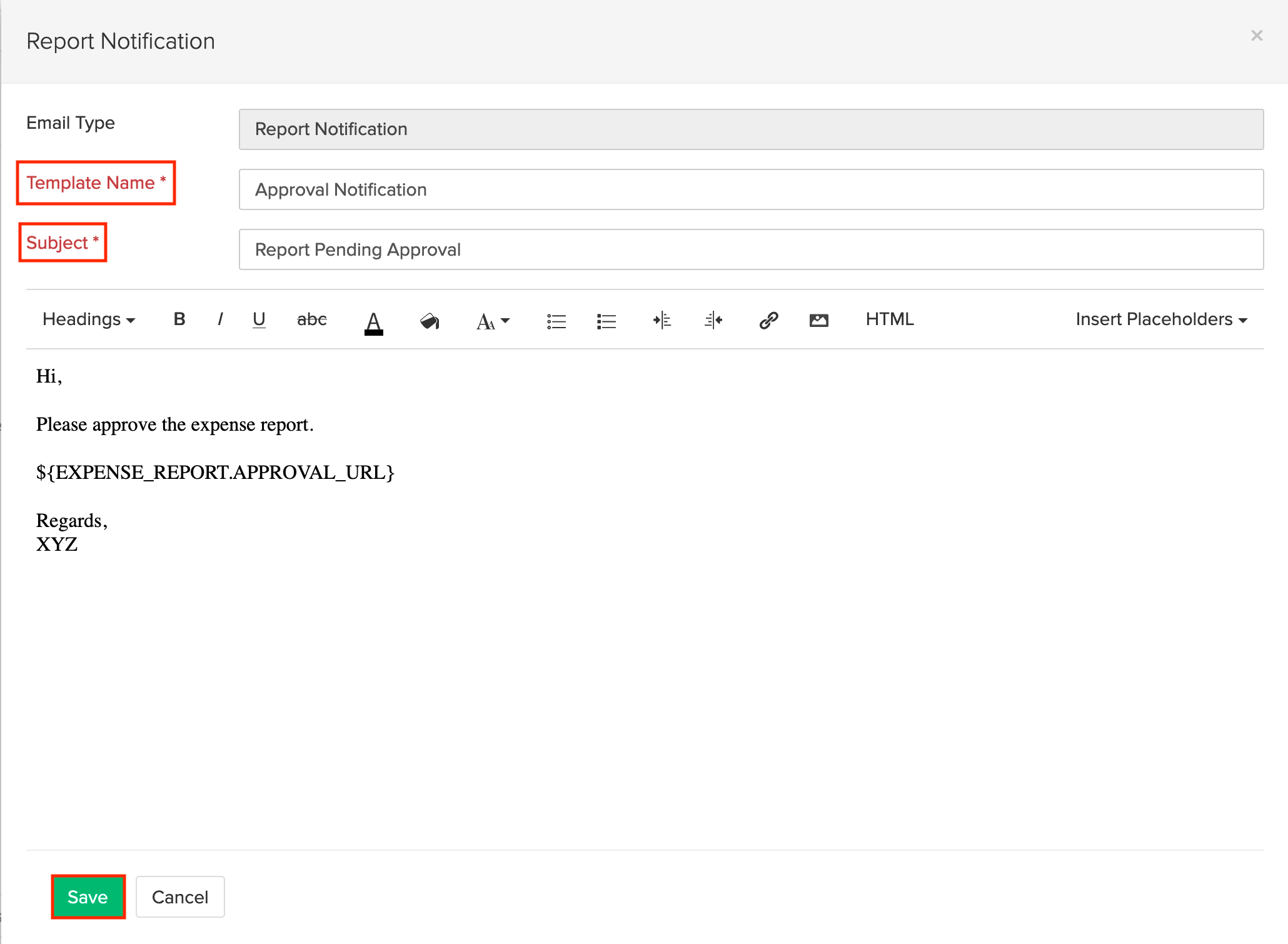 Email Templates User Guide Zoho Expense