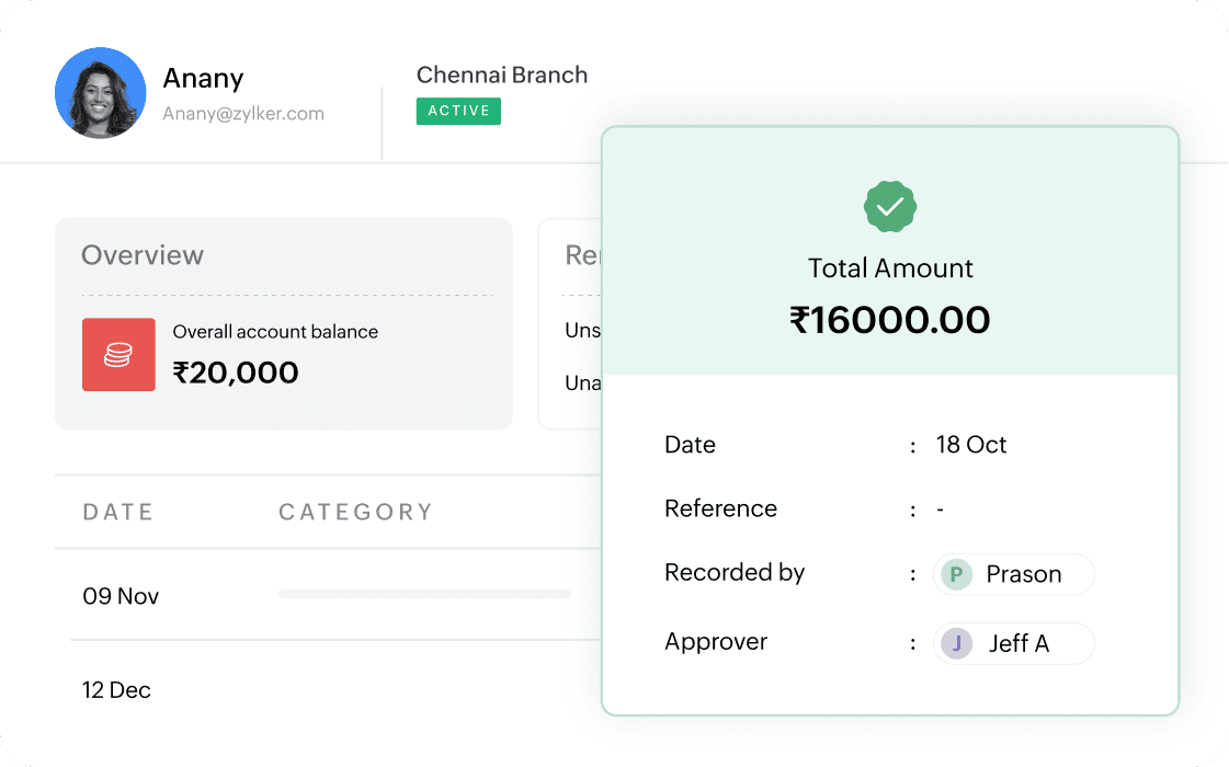 Simplify petty cash management with Zoho Expense