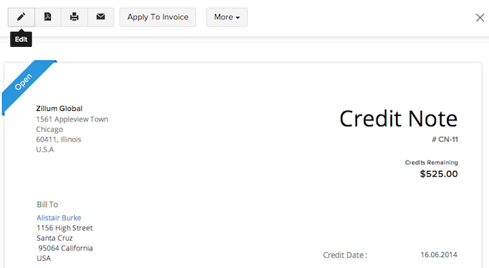 Credit Note | Help | Zoho Books