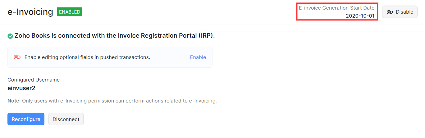 e-Invoice Banner Not Visible in Transactions | FAQ | Zoho Books