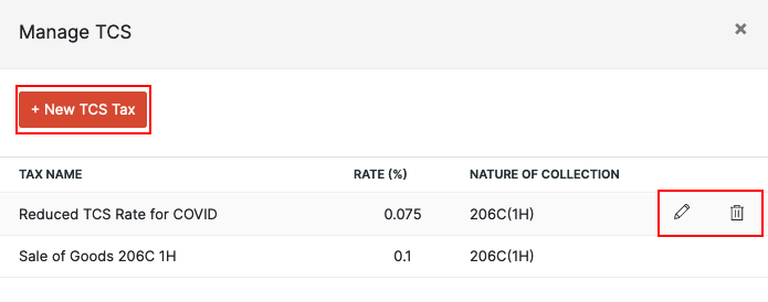 Adding TCS Rates | FAQ | Zoho Books