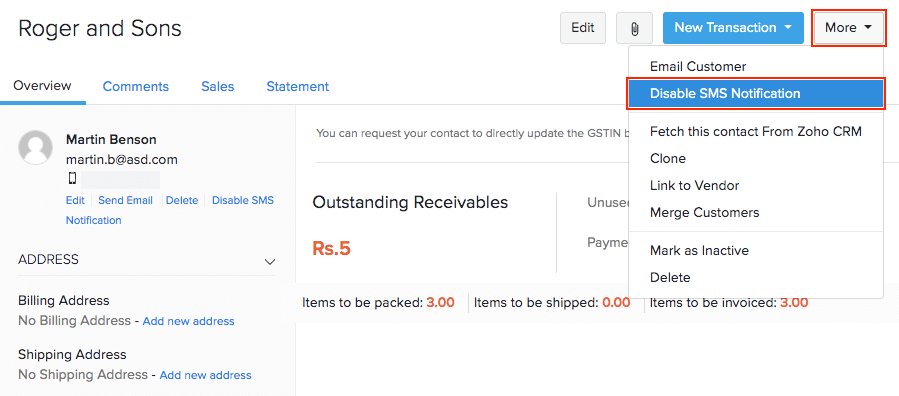 SMS Notifications | User Guide | Zoho Inventory SMS Notifications | User Guide | Zoho Inventory
