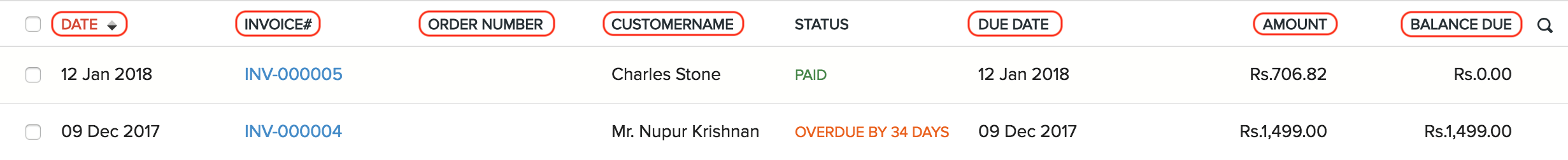 Invoice Customization - Custom Views, Filter Invoices | Help - Zoho Invoice