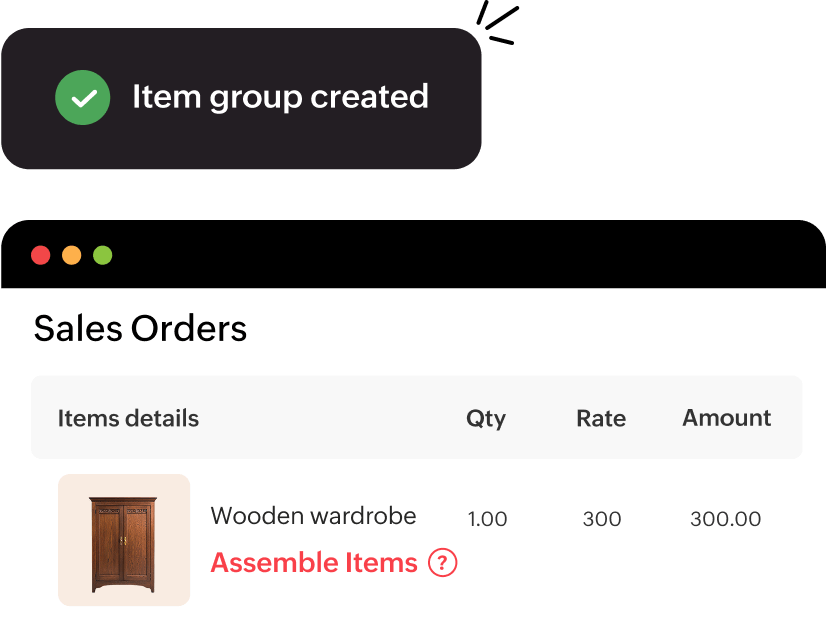 Item groups & composite items | Assemblies | Zoho Inventory
