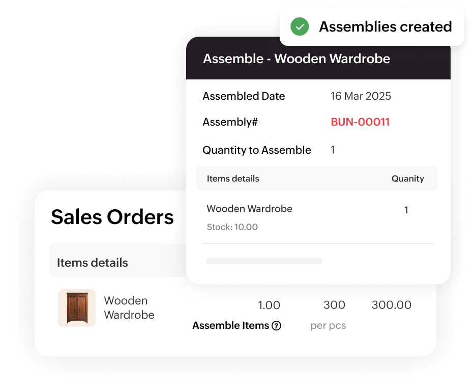 Item groups & composite items | Assemblies | Zoho Inventory
