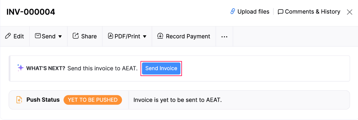 E-Invoicing in Spain | Help | Zoho Inventory