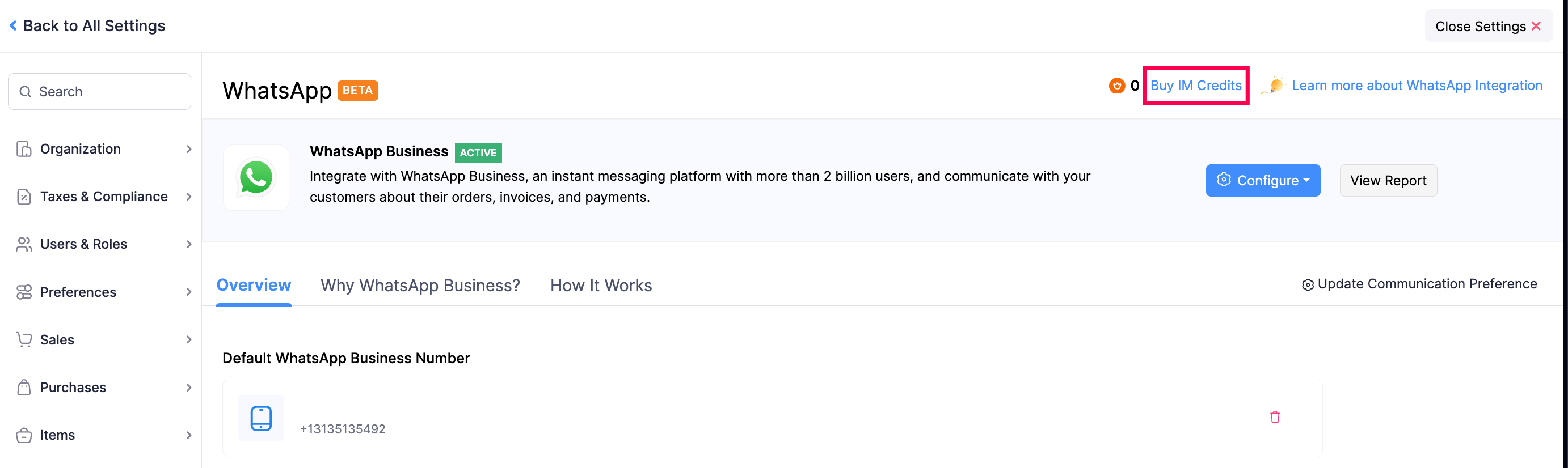 Integrate Zoho Inventory With WhatsApp | Help Document