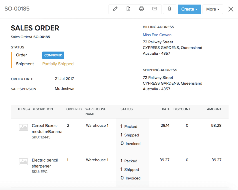 Canceling Items in a Sales Order:: Knowledge Base | Zoho Inventory Canceling Items in a Sales Order:: Knowledge Base | Zoho Inventory