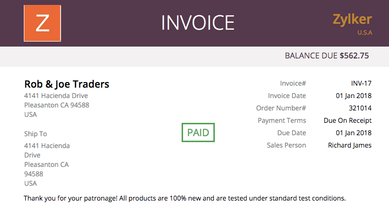 Show Invoice Status on PDFs:: Knowledge Base | Zoho Inventory Show Invoice Status on PDFs:: Knowledge Base | Zoho Inventory