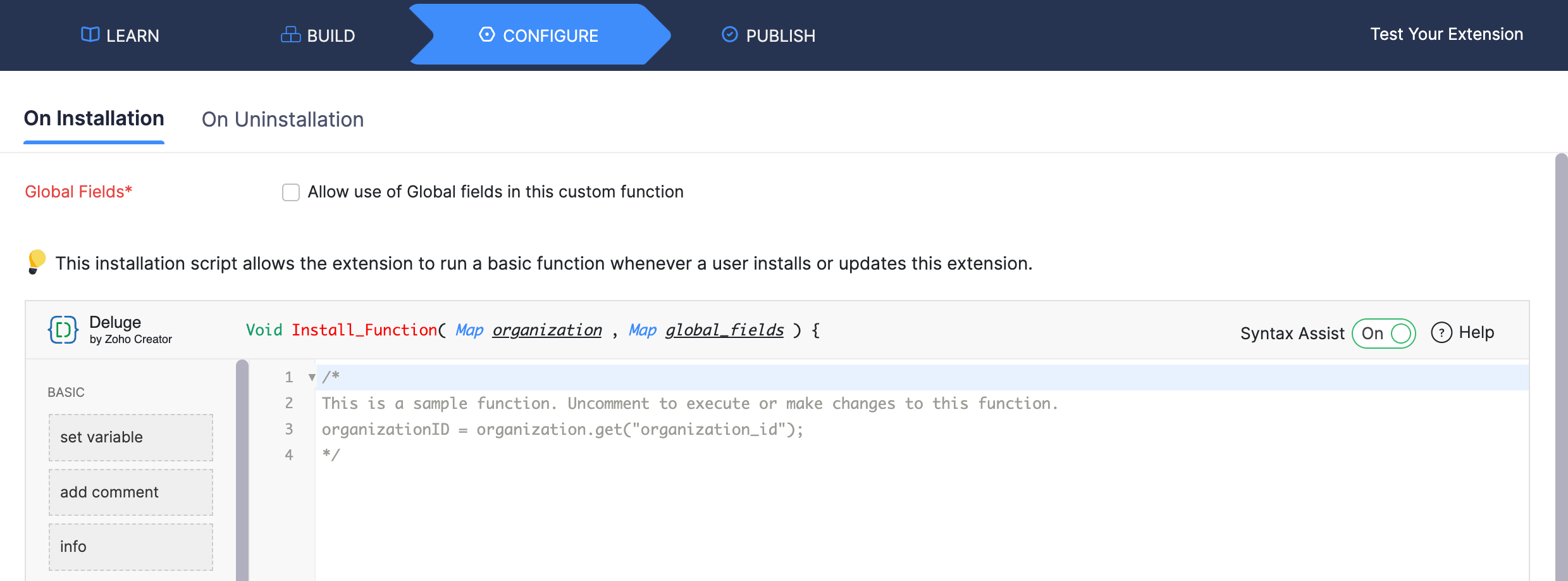 Configure Extension | Developer Portal | Zoho Invoice Configure Extension | Developer Portal | Zoho Invoice
