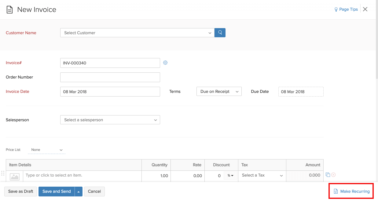 Create Recurring Invoices Import And Export Recurring Invoices