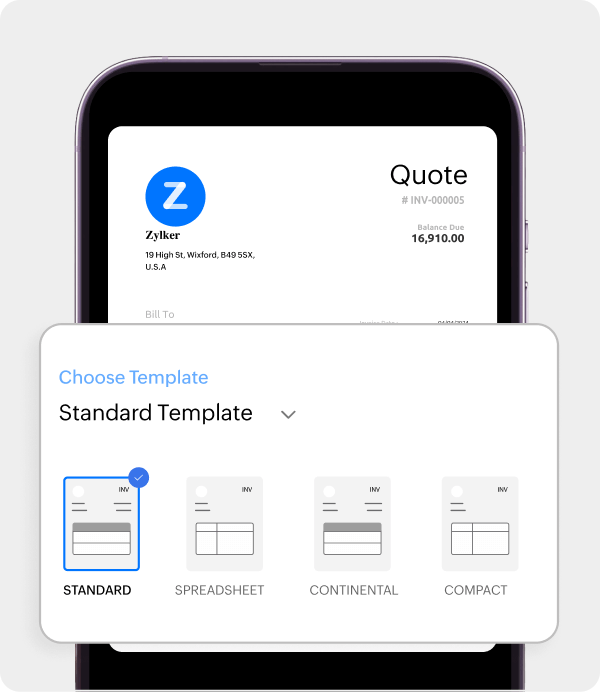 Create and send polished business quotes | Zoho Invoice