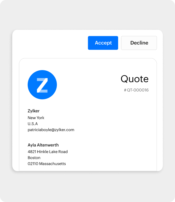 Create and send polished business quotes | Zoho Invoice