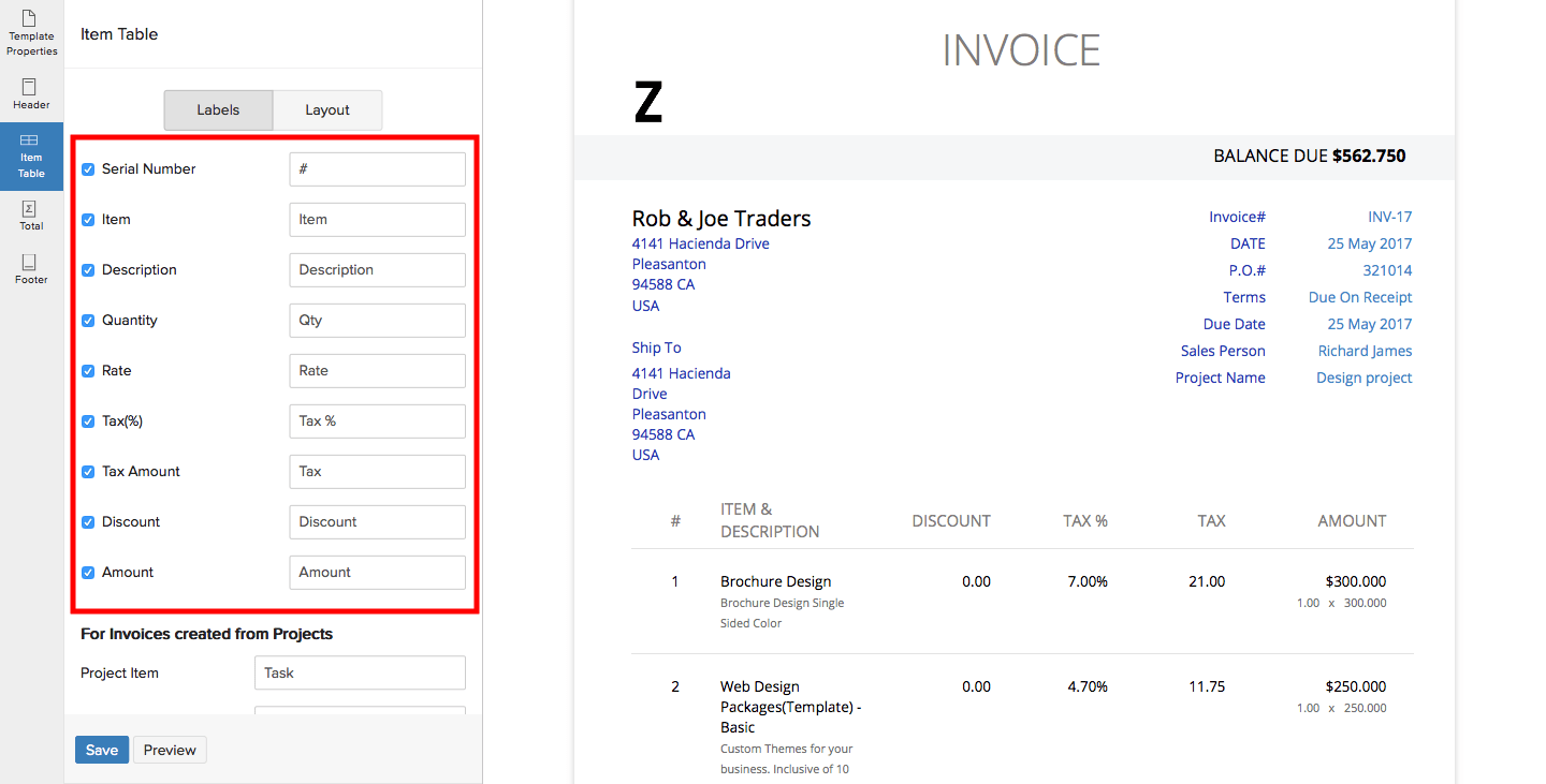 Customize Language in Templates in Zoho Invoice Customize Language in Templates in Zoho Invoice