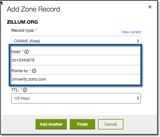 GoDaddy DNS - Zoho Mail CNAME, MX