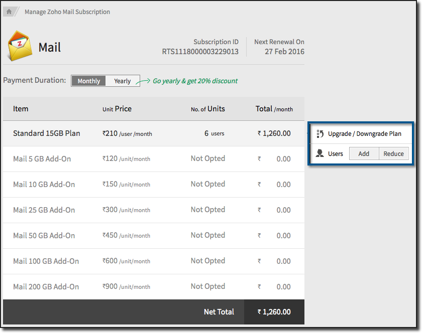 Zoho Mail - Flexible subscription and extra storage options.