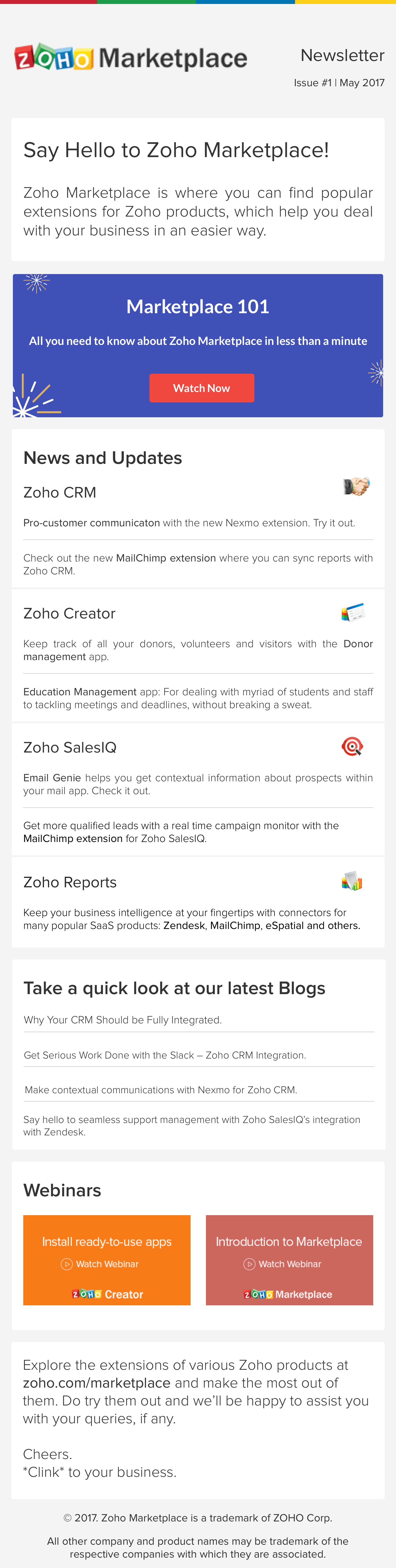 Zoho Marketplace Newsletters-A collection of updates and happenings ...