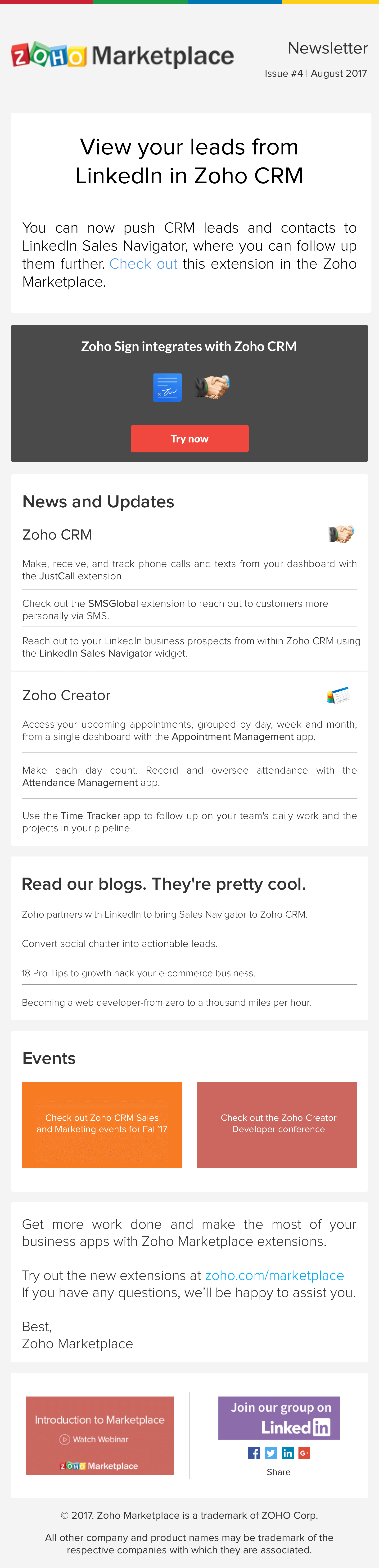 Zoho Marketplace Newsletters-A collection of updates and happenings ...